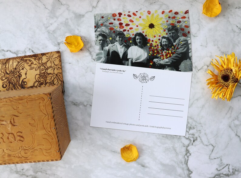 Postcards Hand Embroidered Vintage Photographs and Postcards - Etsy