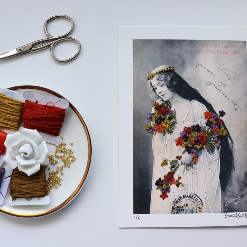 Embroidered Postcard - Etsy