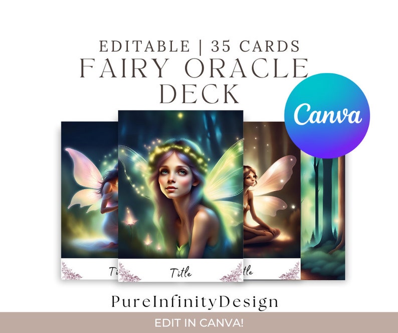 Editable CANVA Oracle Cards Template, Fairy Printable Oracle Deck ...