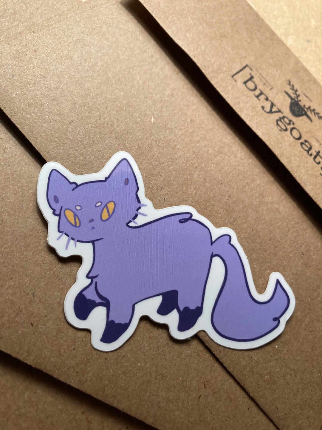 Purple Cat Sticker - Cute Angry Cat Vinyl Sticker - Animal Illustration ...