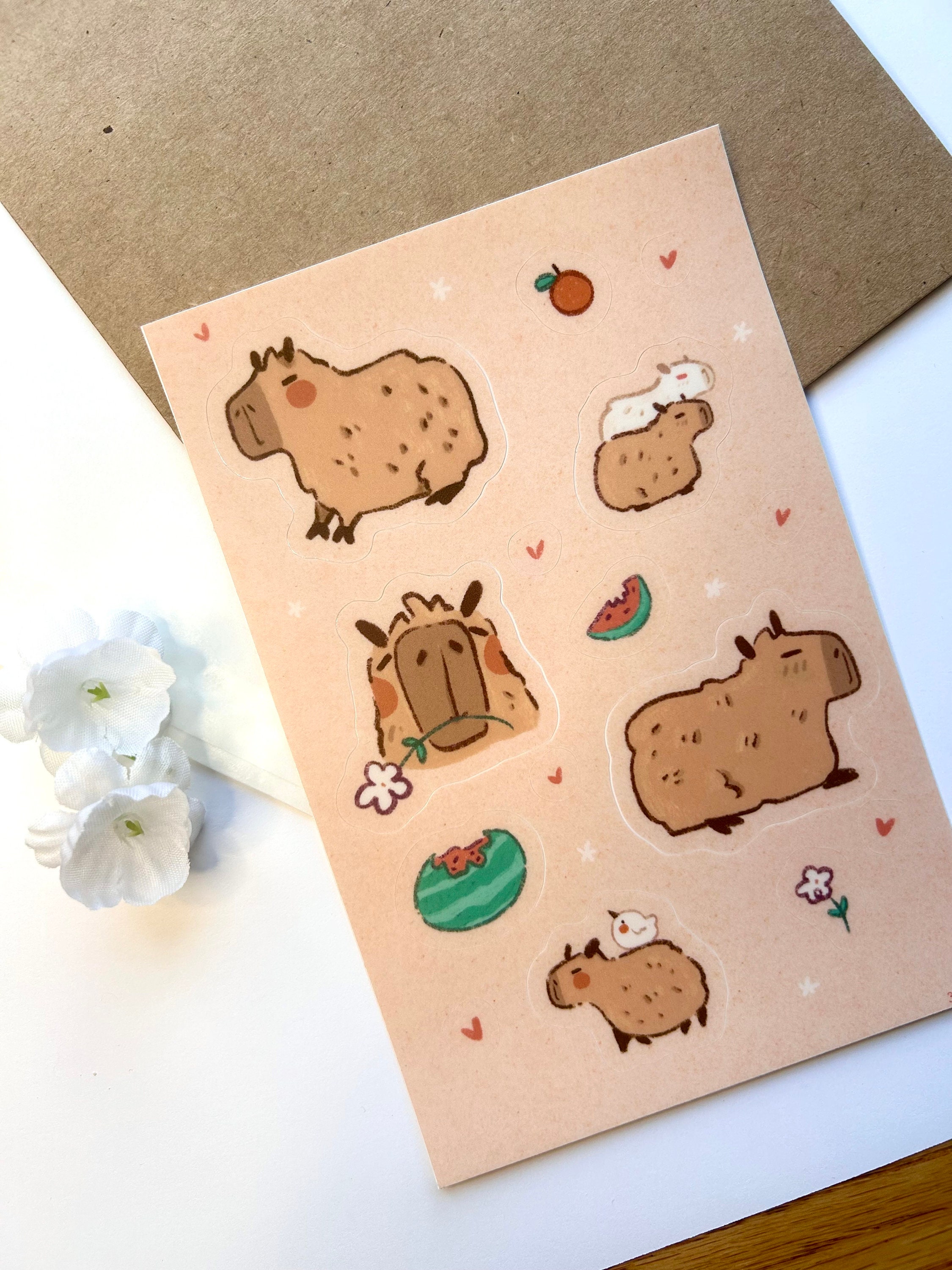 Capybara Sticker Sheet Cute Capybara Sticker Pack Coconut - Etsy