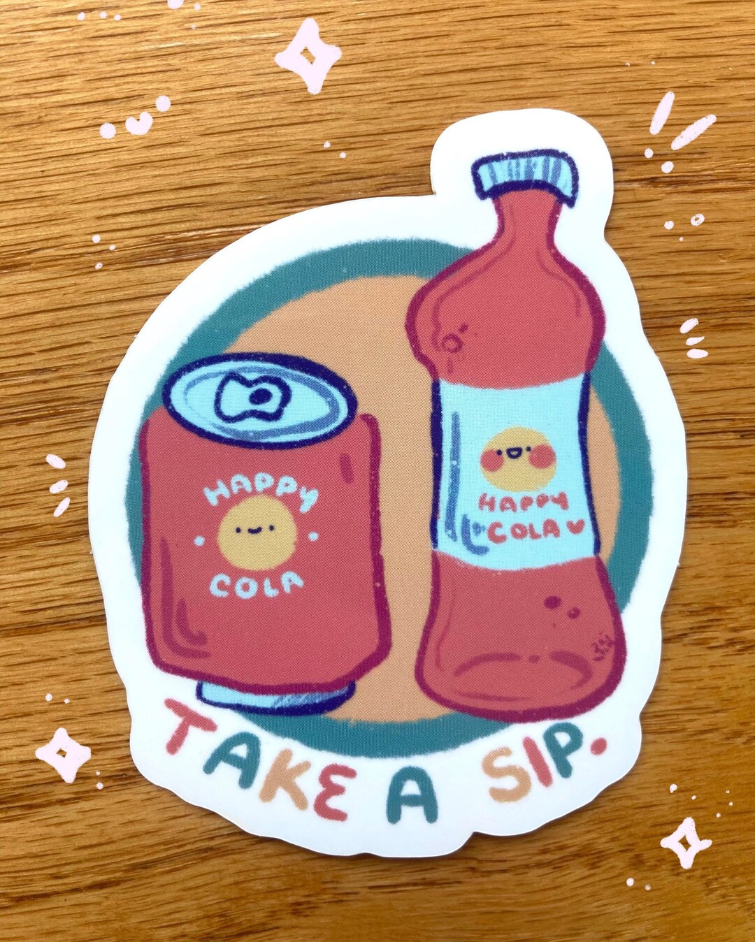 Happy Cola Sticker - Soda Pop Stickers - Cute Funny Motto Sticker ...