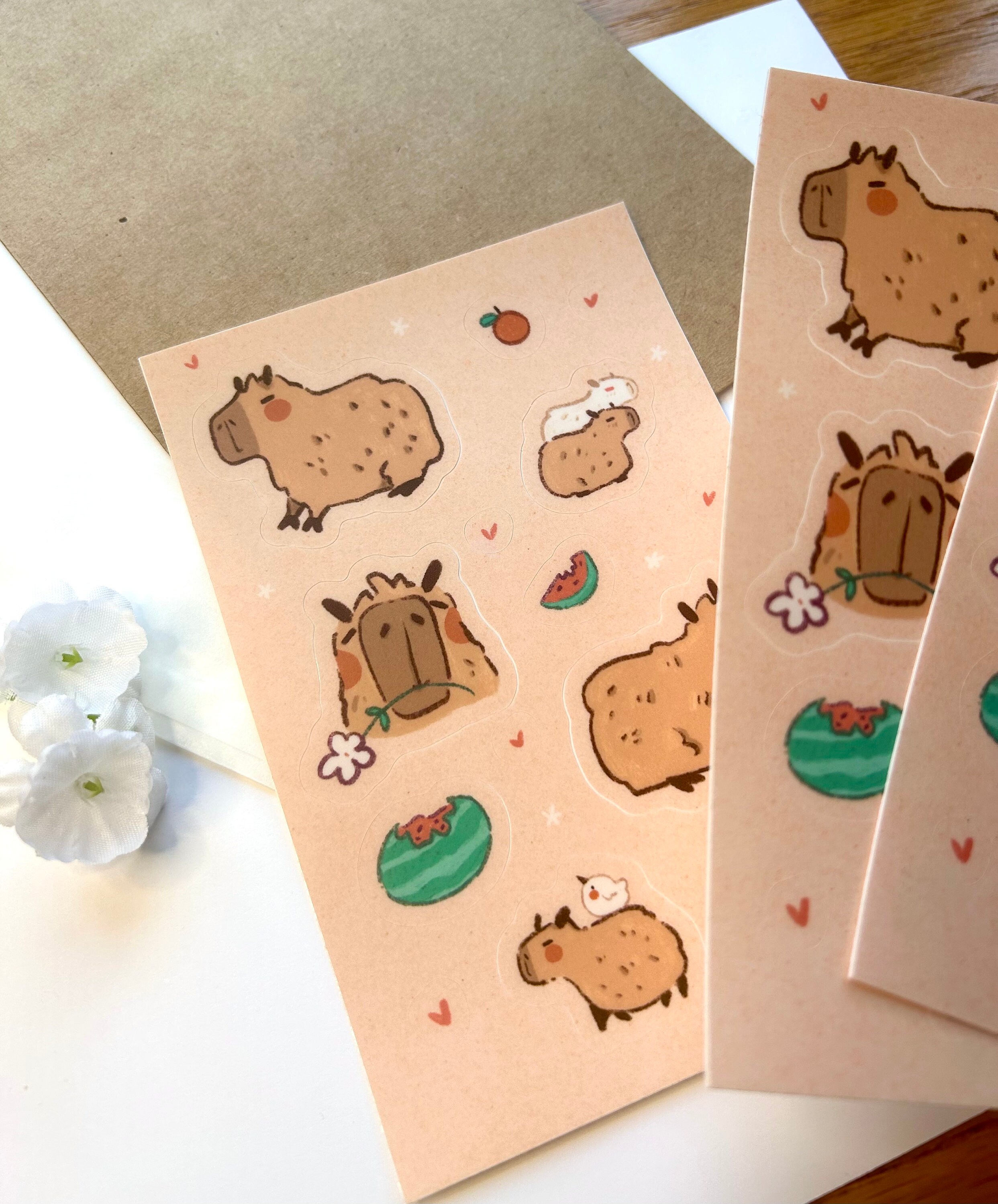 Capybara Sticker Sheet Cute Capybara Sticker Pack Coconut - Etsy