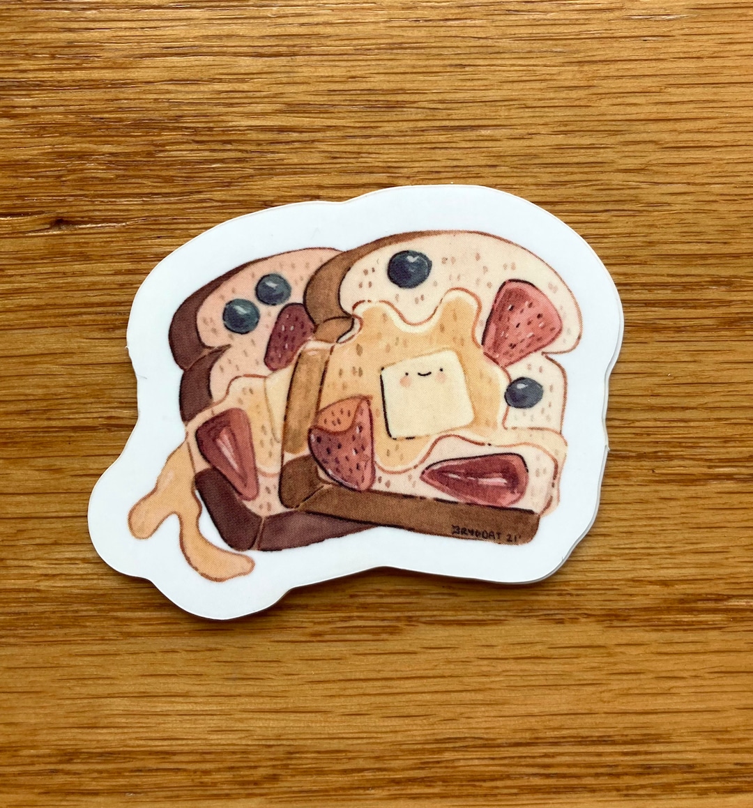 French Toast Sticker - Cute Toast Stickers - Strawberry and Breakfast ...