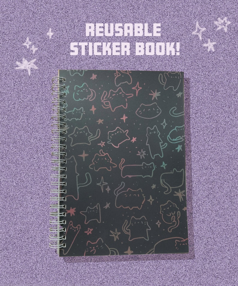 Rainbow Cat Reusable Sticker Book - A5 Size 50 Sheets - Cat Sticker ...