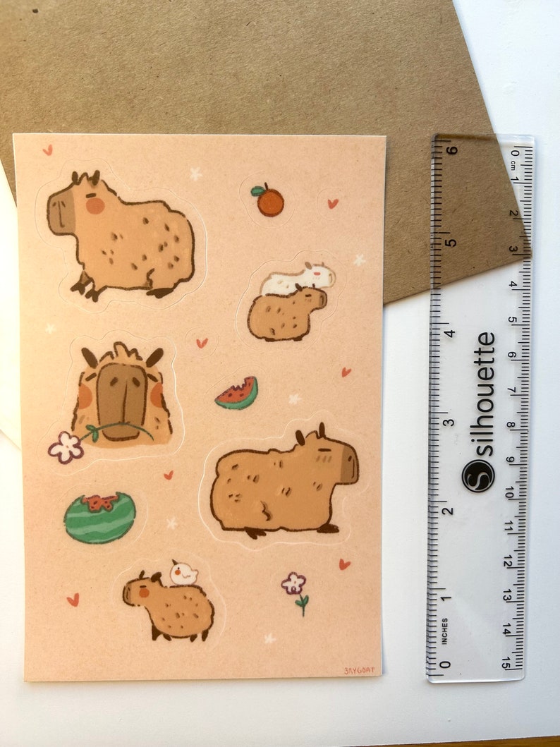 Capybara Sticker Sheet Cute Capybara Sticker Pack Coconut - Etsy