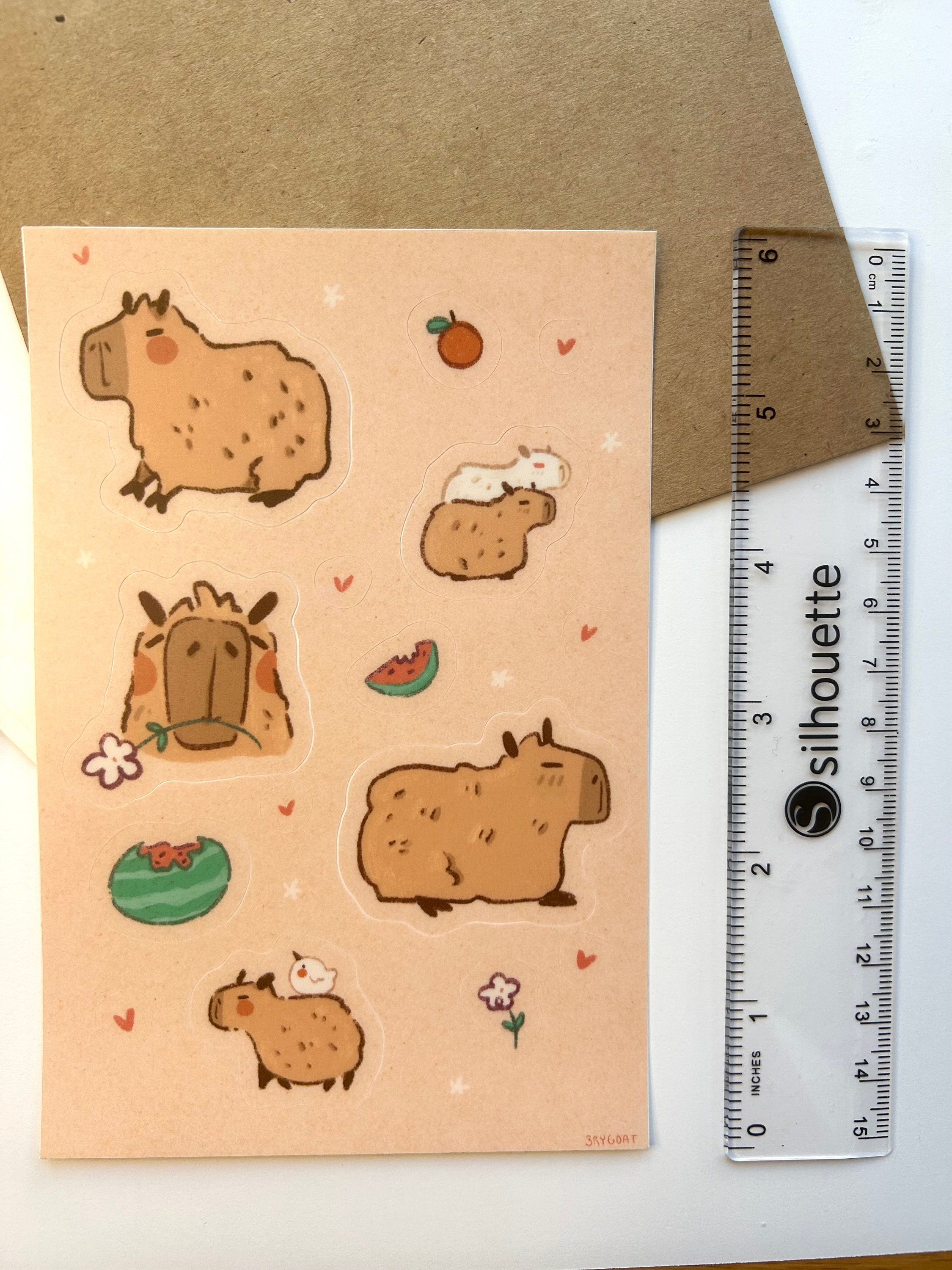 Capybara Sticker Sheet Cute Capybara Sticker Pack Coconut - Etsy