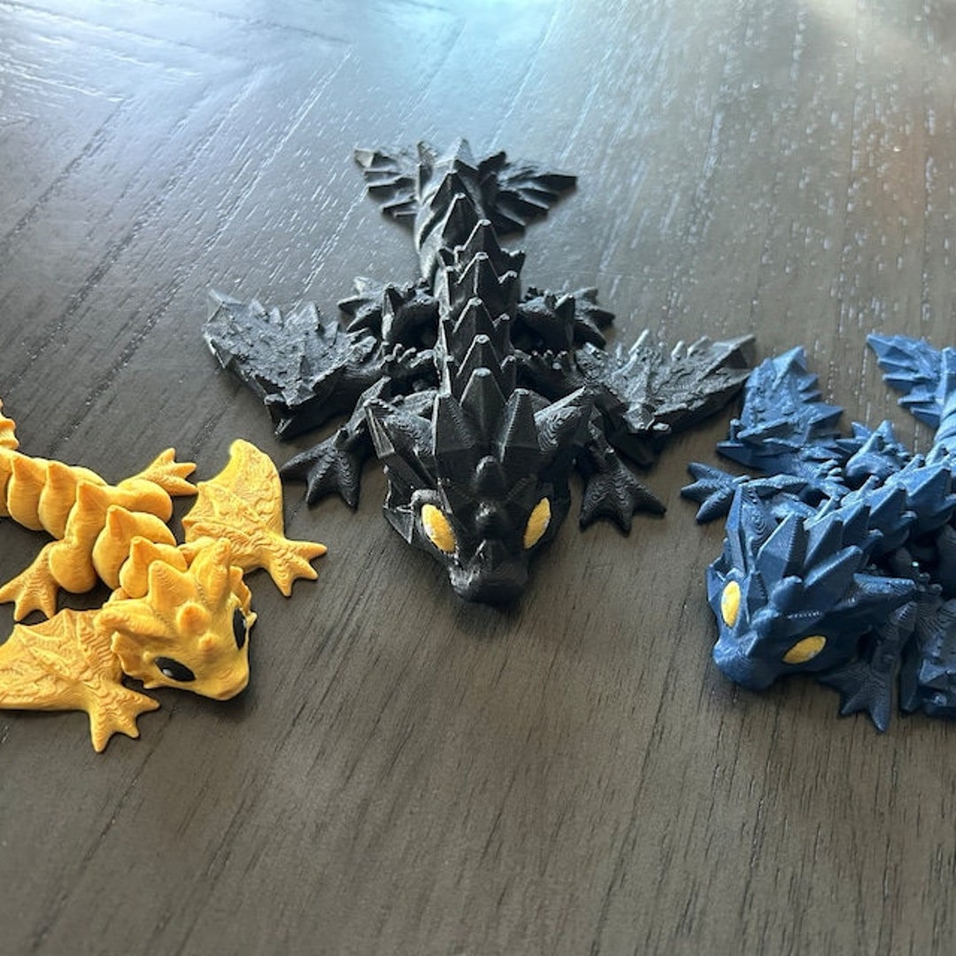 Minimal 3D Print Articulating Dragons Bookshelf Decor in - Etsy