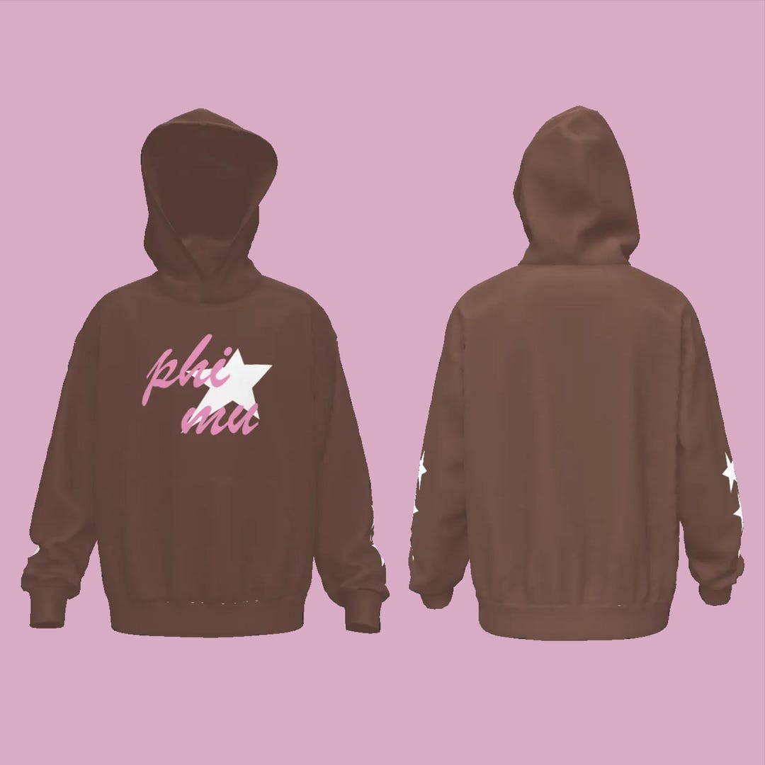 Phi Mu Retro Star Hoodie Chocolate - Etsy