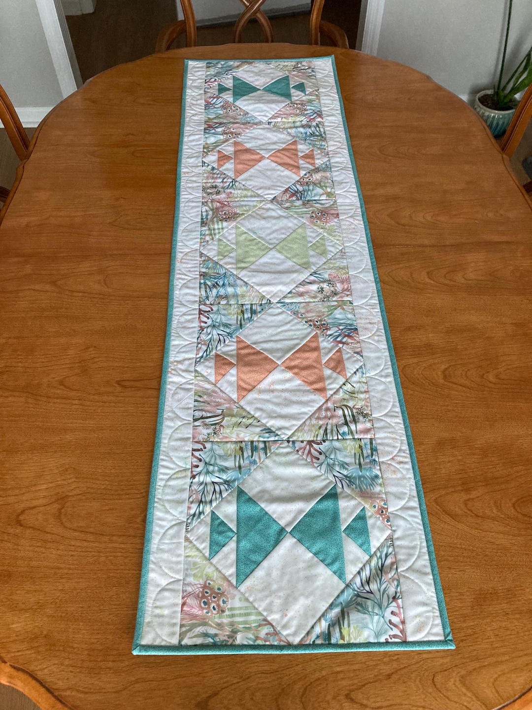 Handmade Quilted Summer Table Runner, Beach House Table Runner, Ready ...