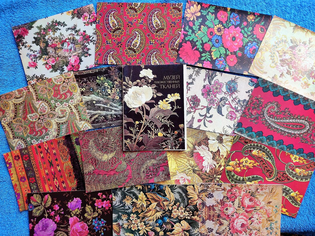 Set 24 Soviet Vintage Postcards Museum of Artistic Fabrics. Fabric ...