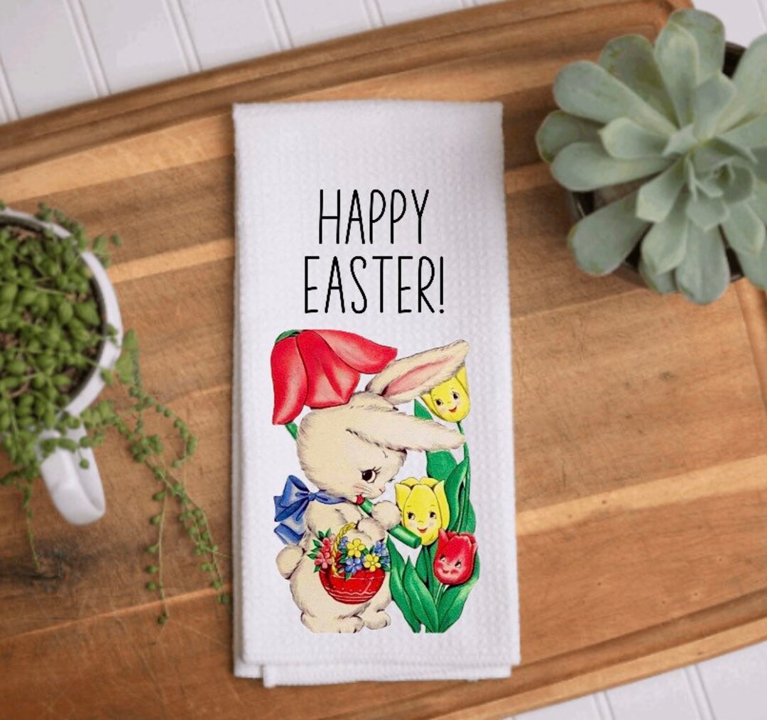 Kitchen Towel Vintage Style Kitchen Towel Easter Bunny - Etsy