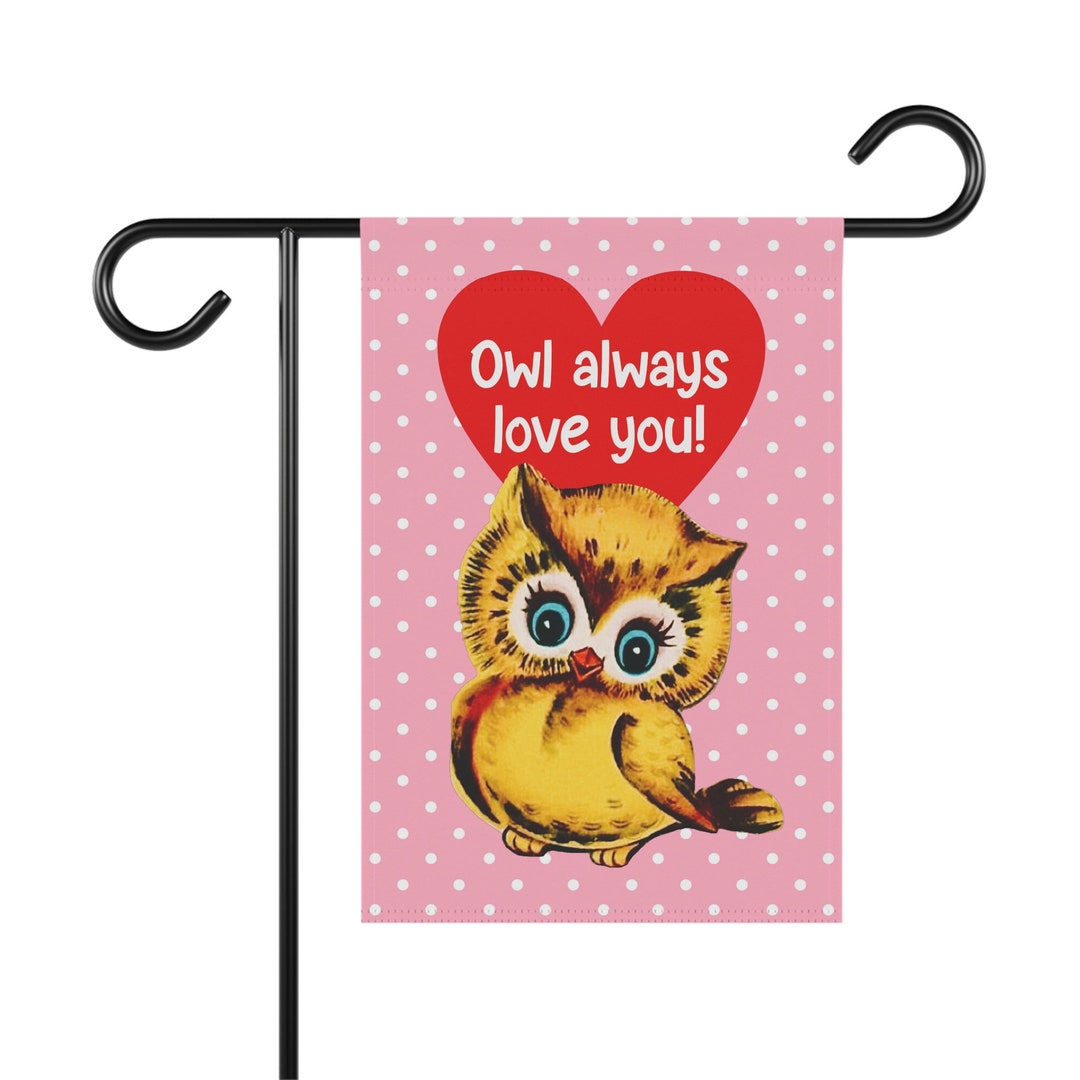 Vintage Valentine Garden Flag, Owl Vintage Valentine Flag. Valentines ...