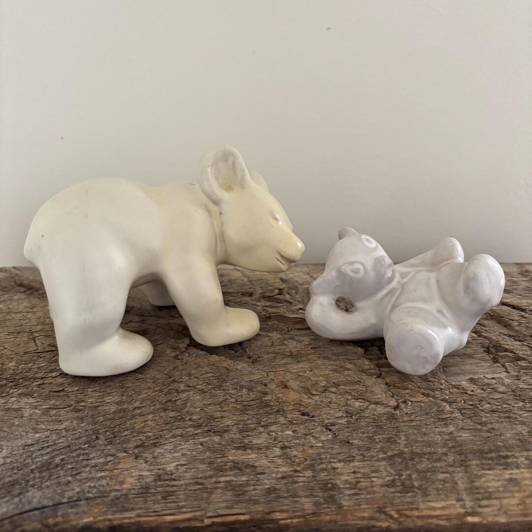 Uppsala-ekeby Polar Bear Figurines, Swedish Mid-century Ceramic Bears ...