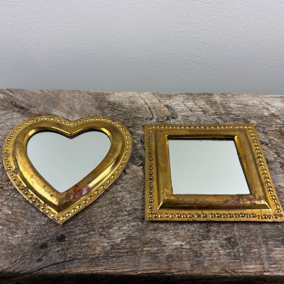 Cute Hanging Mirrors, Heart and Square Shaped, Handmade, Brass Frame ...