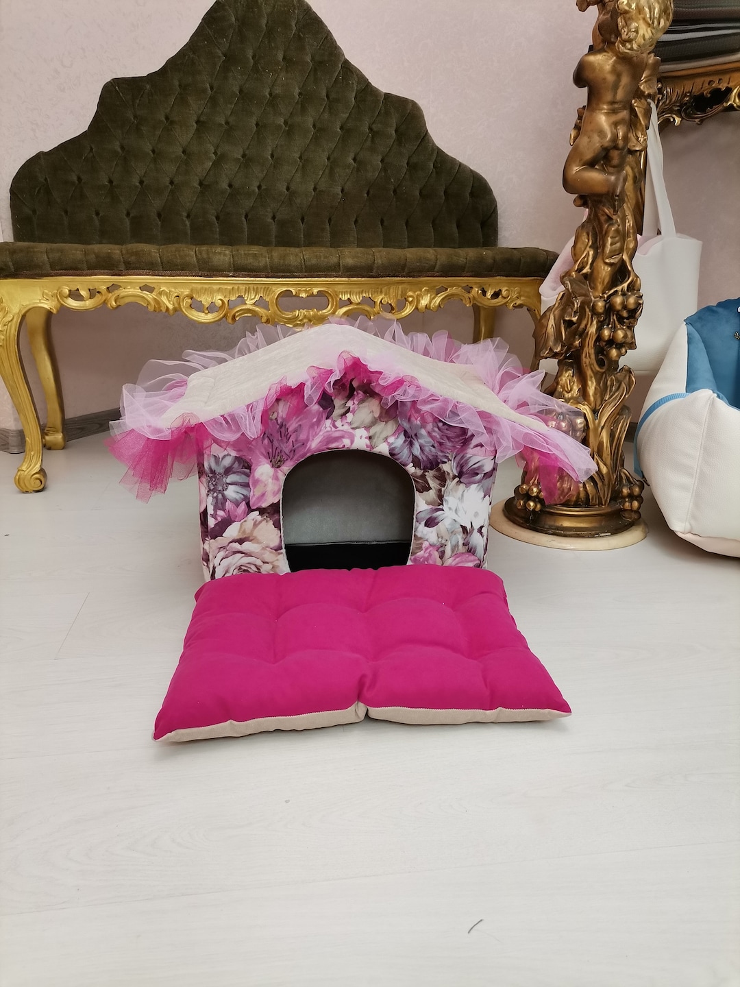 Puppy House Small Crib for a Dog Mini Mini House With Curtains for a ...