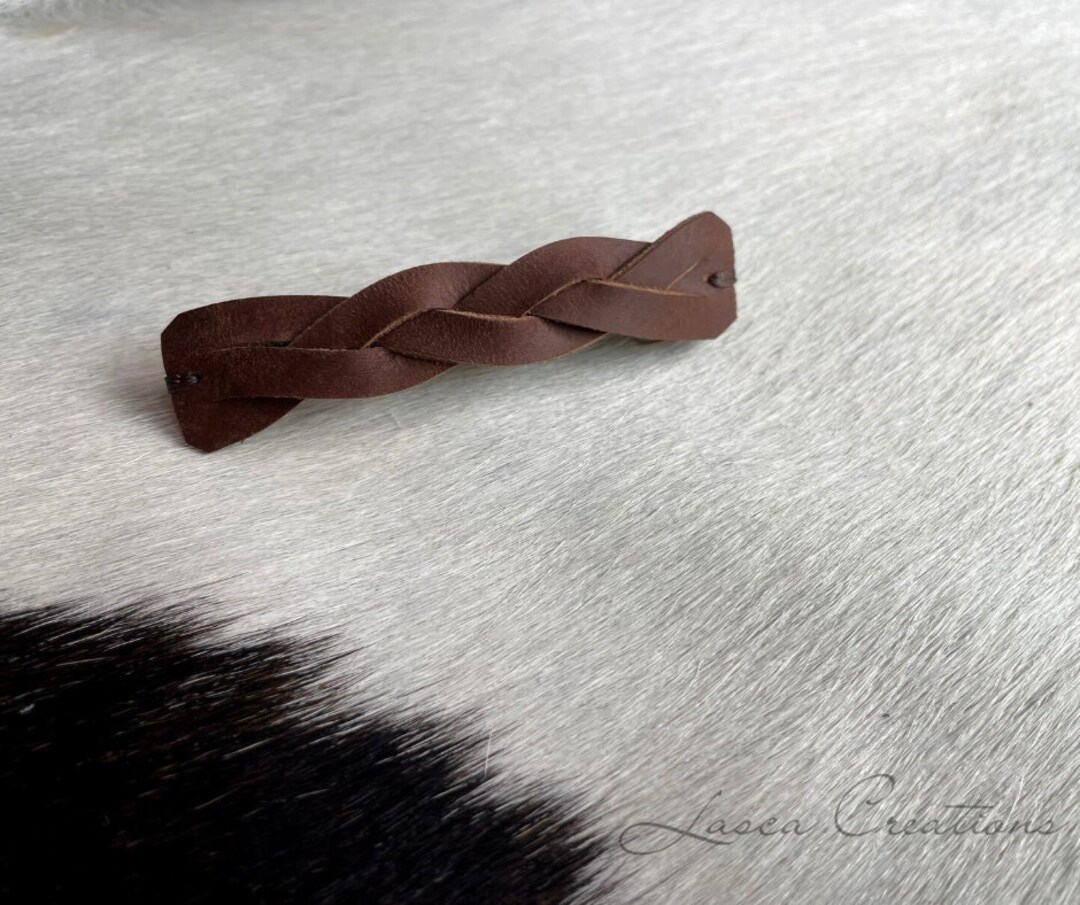 Leather Hair Barrette. Western Style Hair Clip. Braided Leather. Gifts ...