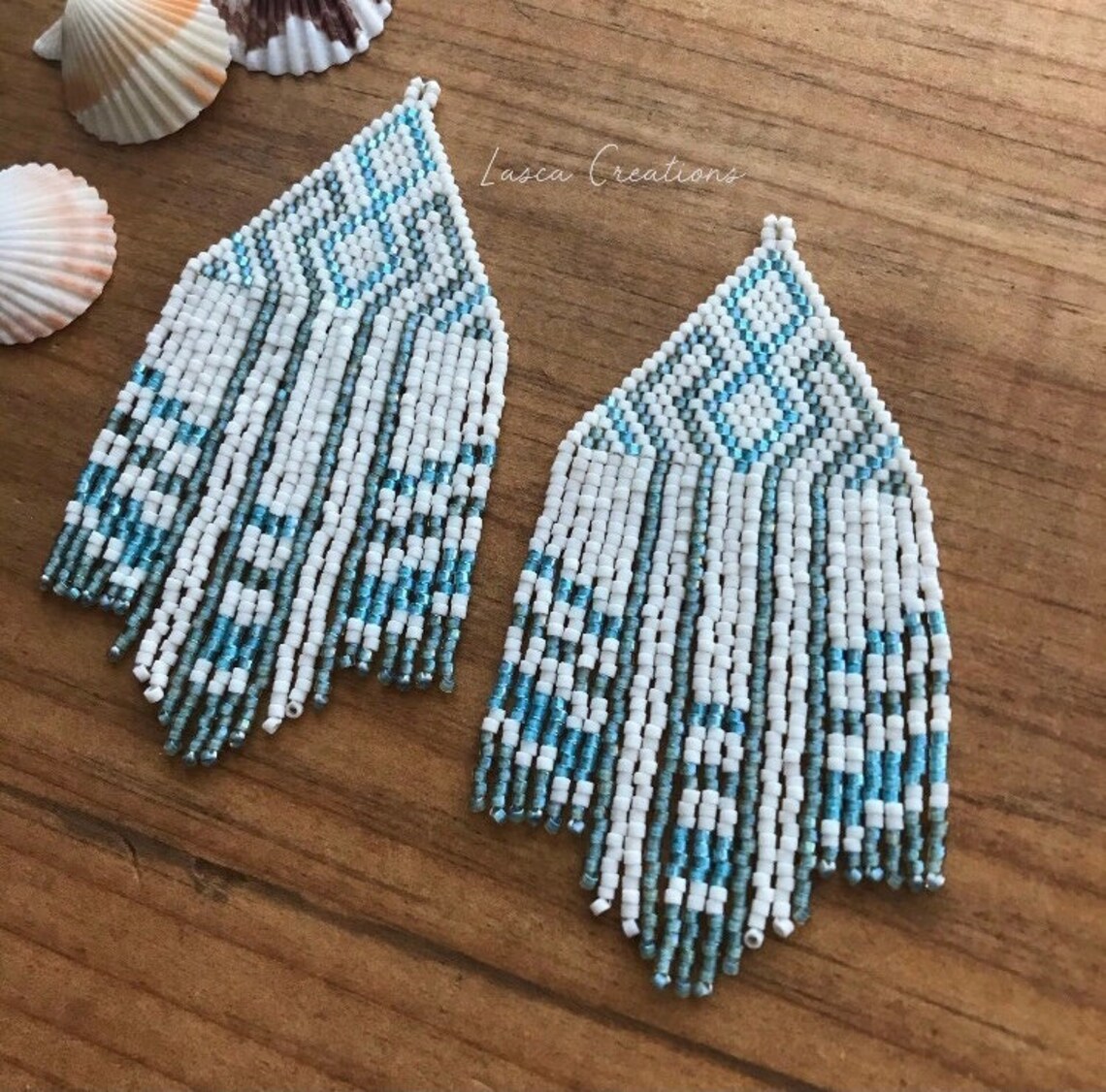 Beach Inspired Earrings. Large Beaded Fringe Earrings. Statement ...