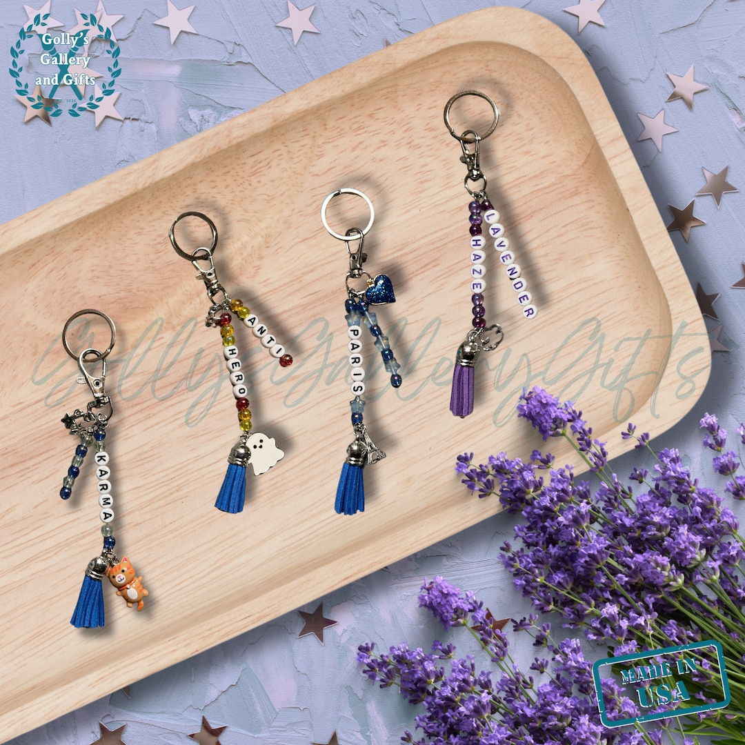 T.S. Inspired Keychains (designs Vary) - Dark Blue & Purple Tassels - Etsy