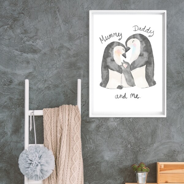 Penguin Family Poster - Etsy