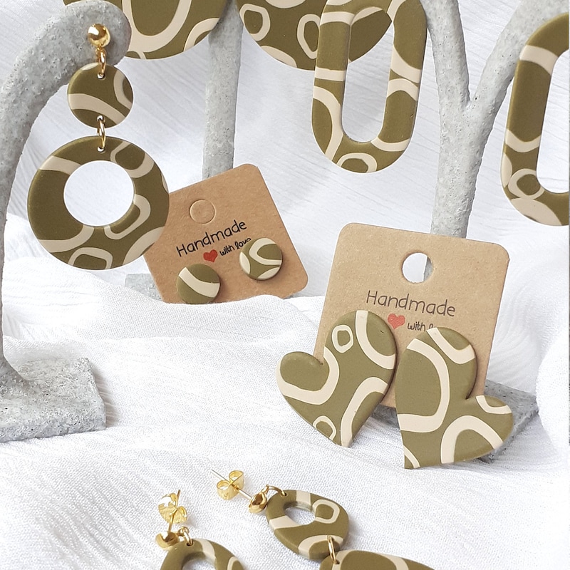 Khaki Earrings - Etsy UK