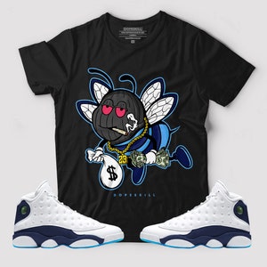 Work Hard Bee Graphic to Match Jordan 13 Obsidian Powder Blue - Etsy