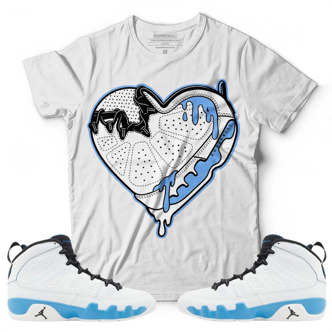 Powder Blue 9s Dopeskill Unisex T-shirt Heart Jordan 9 Graphic - Etsy