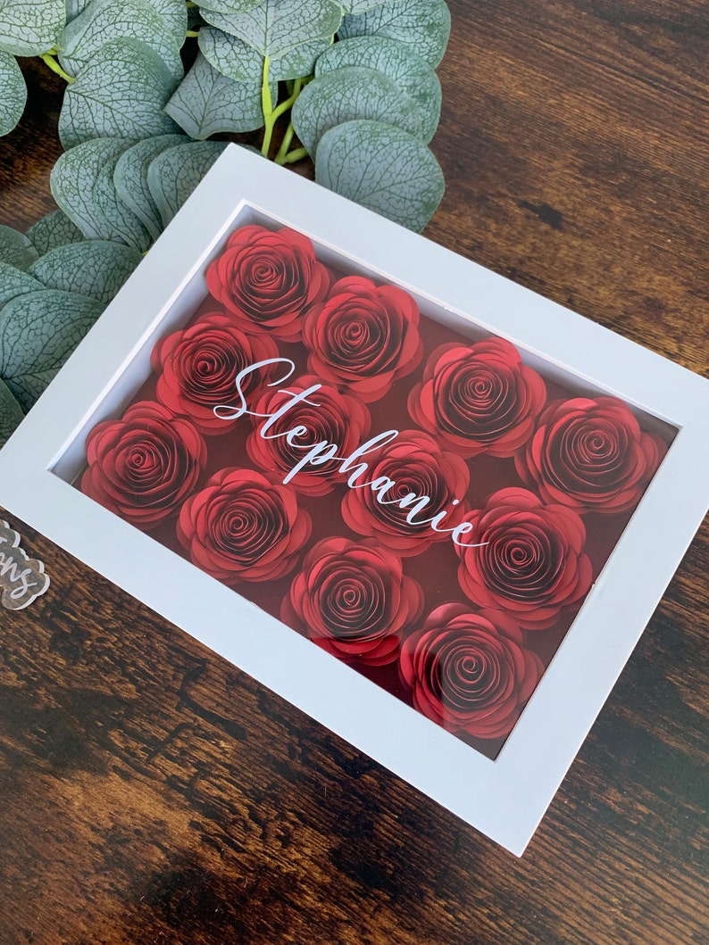 Customized Paper Flower Shadow Box, Personalized Floral Box, Birthday ...