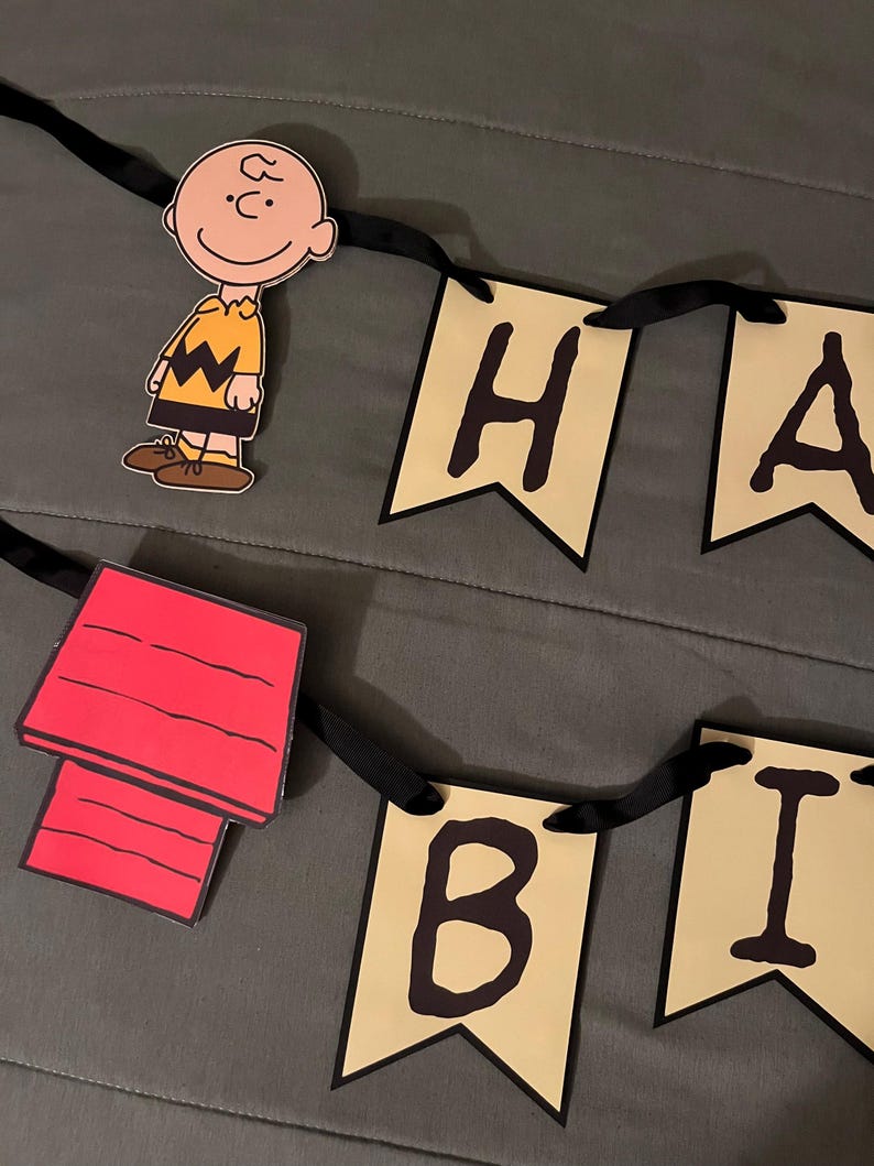 Charlie Brown Happy Birthday Banner, Snoopy, Woodstock - Etsy