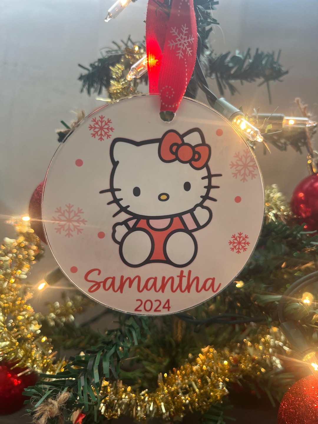 Customized Hello Ornament, HK Christmas Ornament, Hello Kitty Ornament ...