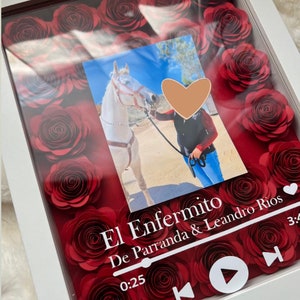 Spotify Frame, Shadow Box, Gift for Her, Roses, Personalized Floral Box ...