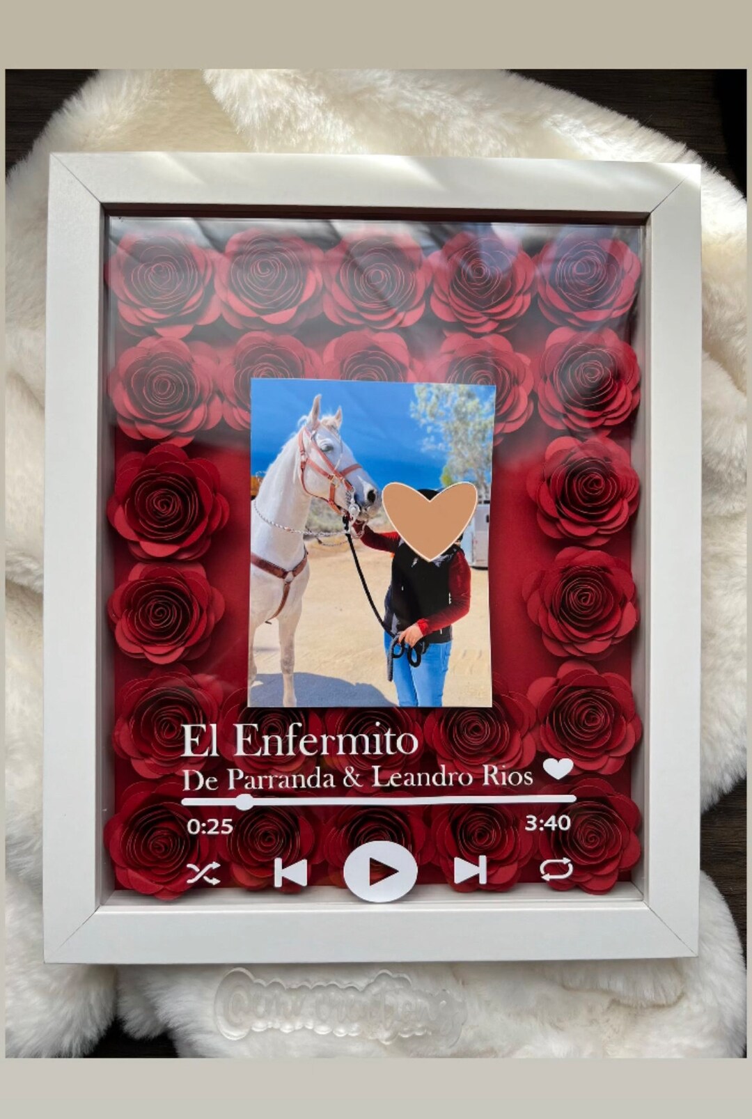 Spotify Frame, Shadow Box, Gift for Her, Roses, Personalized Floral Box ...