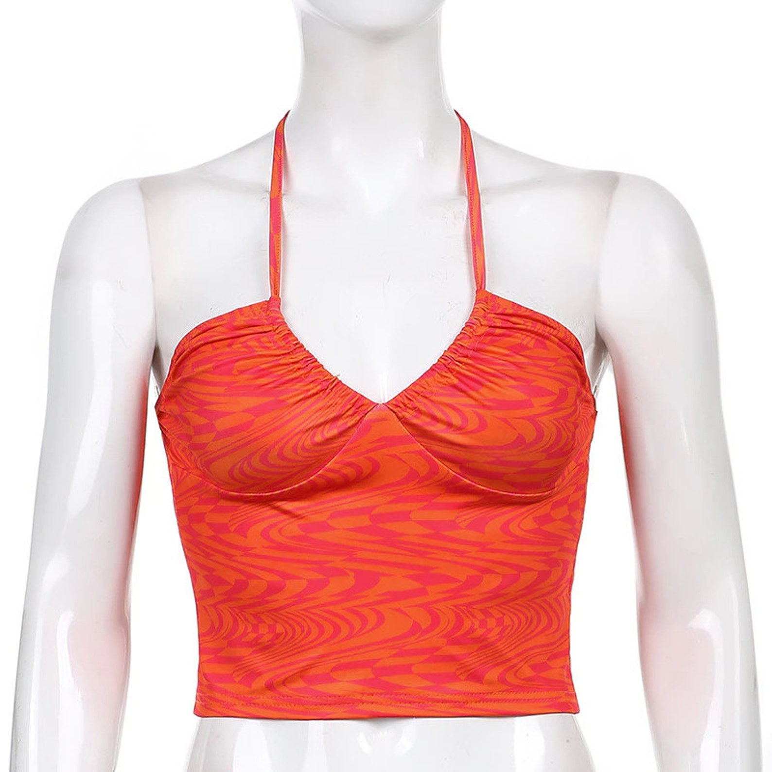 Backless Sexy Tie Dye Cropped Halter Top Y2k 2000s Etsy