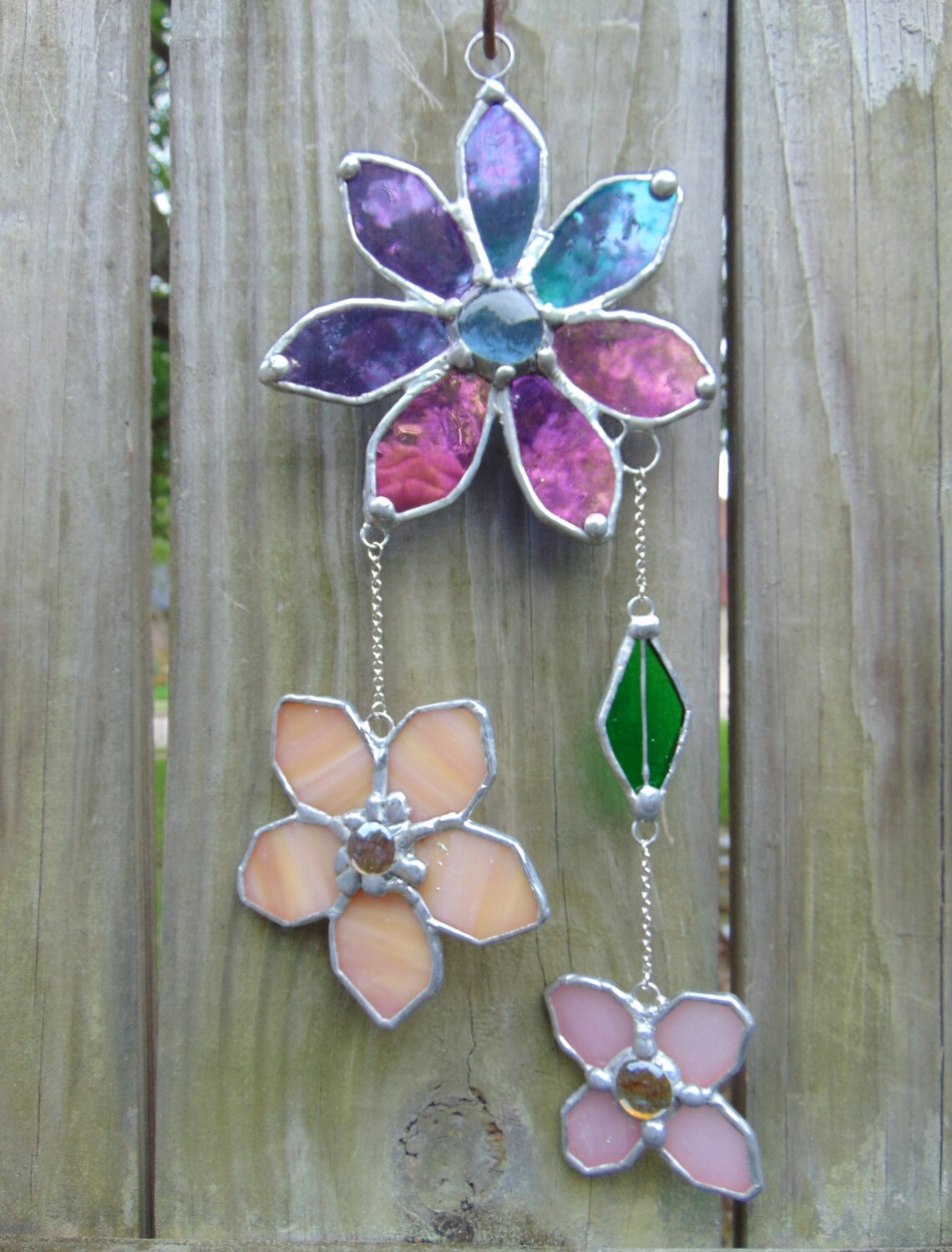 Cascade of Flowers Boho Stained Glass Suncatcher Dancing - Etsy