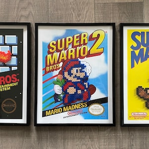 NES Super Mario Brothers 1, 2 &3 Pixelated Box Cover Art - Etsy
