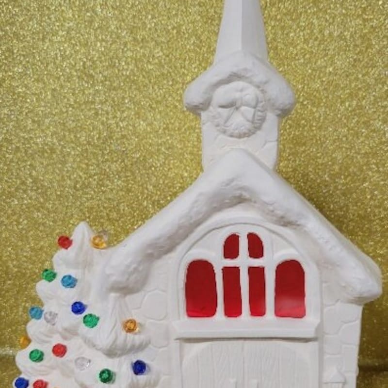 Lighted Ceramic Church - Etsy