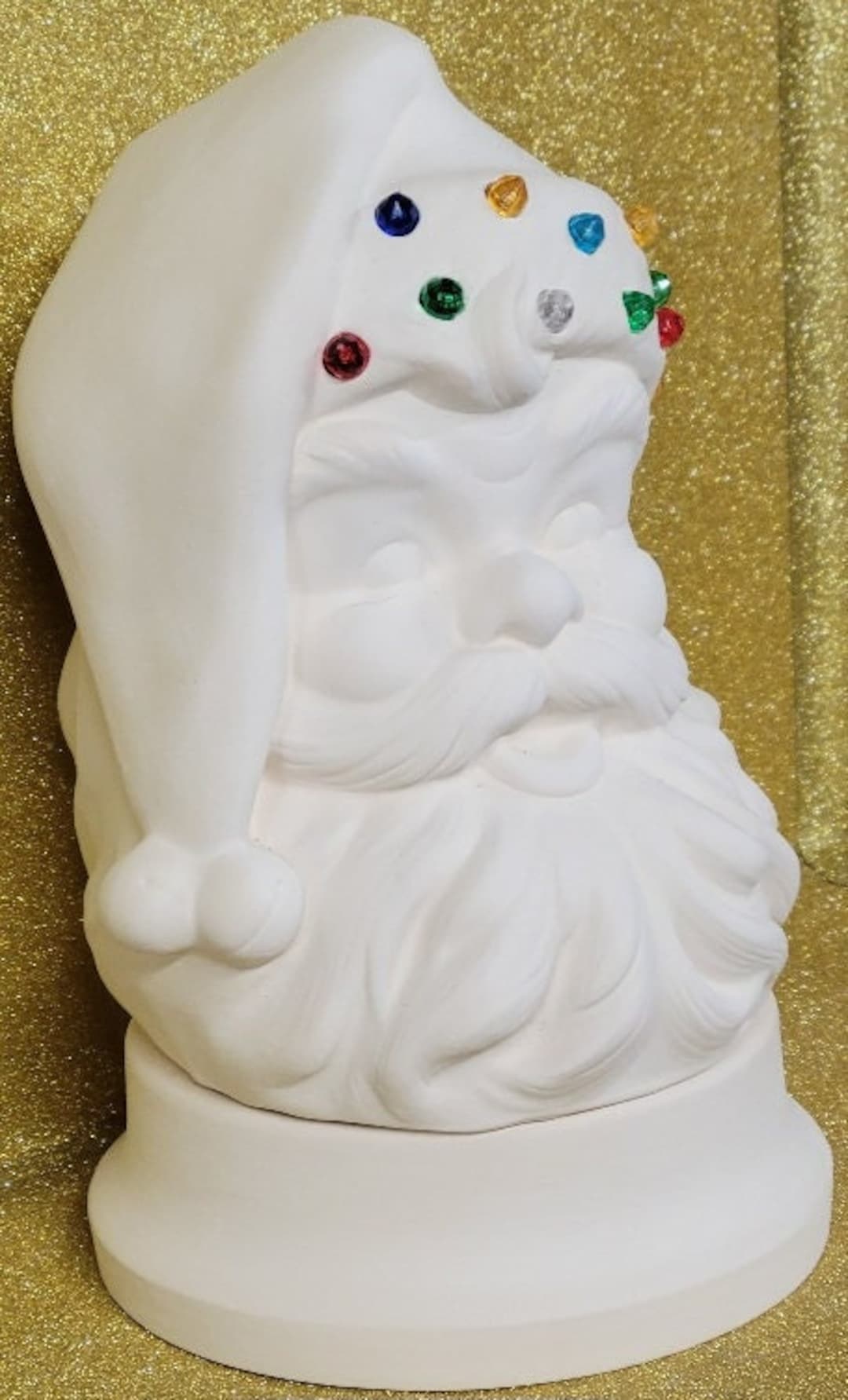 Ceramic Bisque Ready to Paint Santa Head and Base. Light up Christmas ...