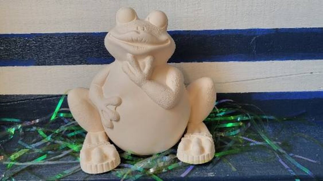 Ceramic Bisque Ready to Paint Frog. Bisque Ceramic Frog. Thinking Frog ...