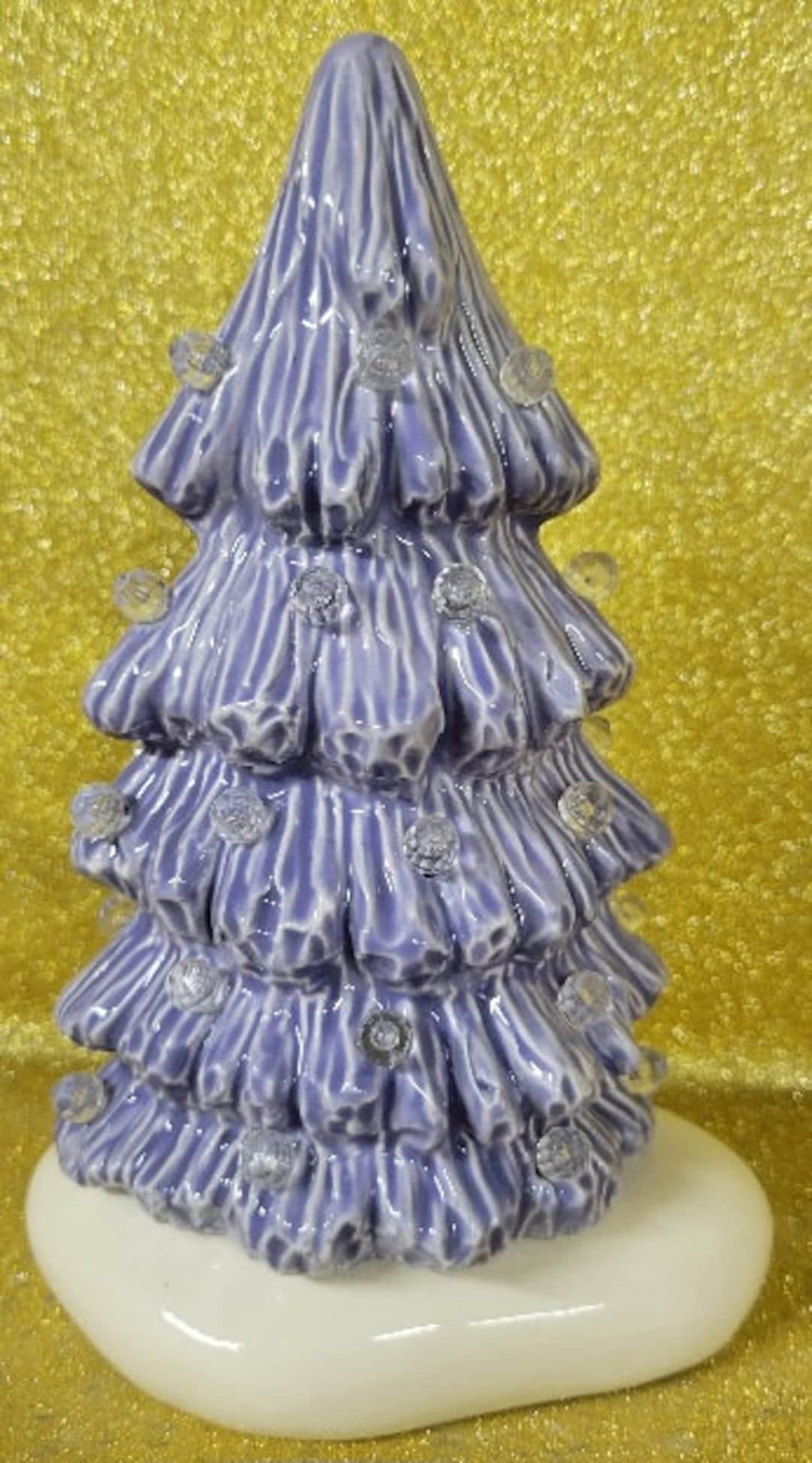 Small Glazed Ceramic Tree and Base. Light up Christmas Tree. - Etsy