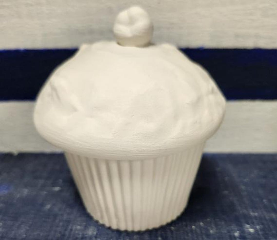 Ceramics Ready to Paint. Bisque Cupcake Container With Cherry on Top ...