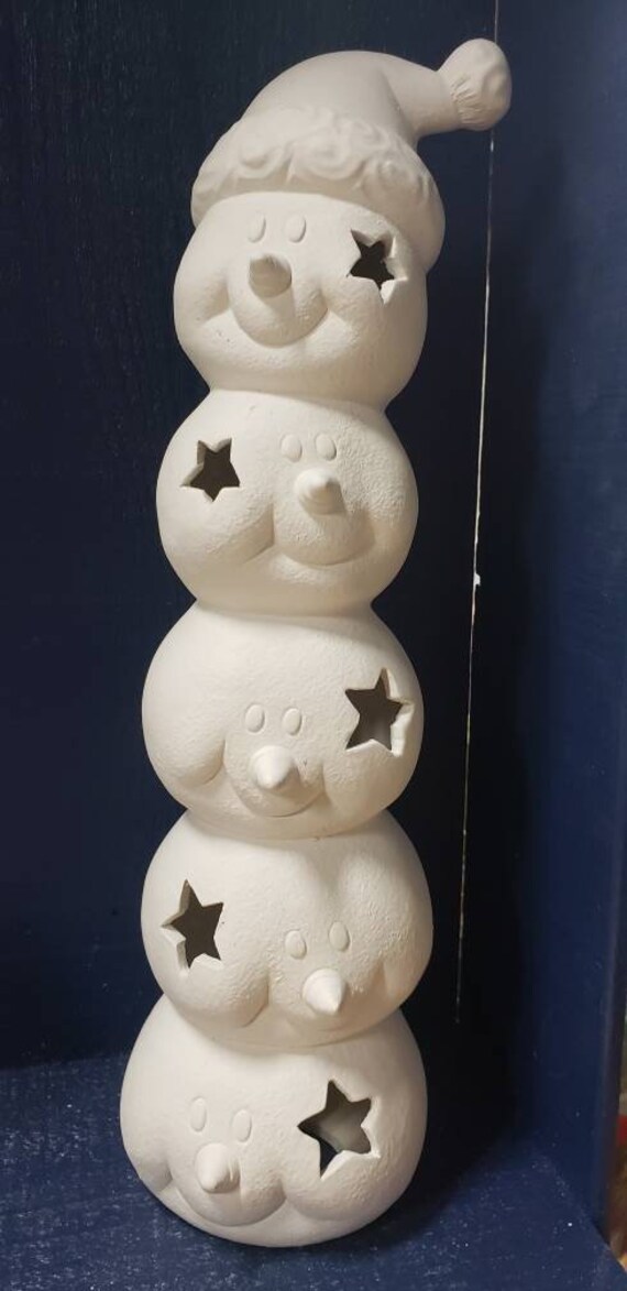 Ceramic Bisque Snowman Stack Ready to Paint Ceramic Snowman - Etsy