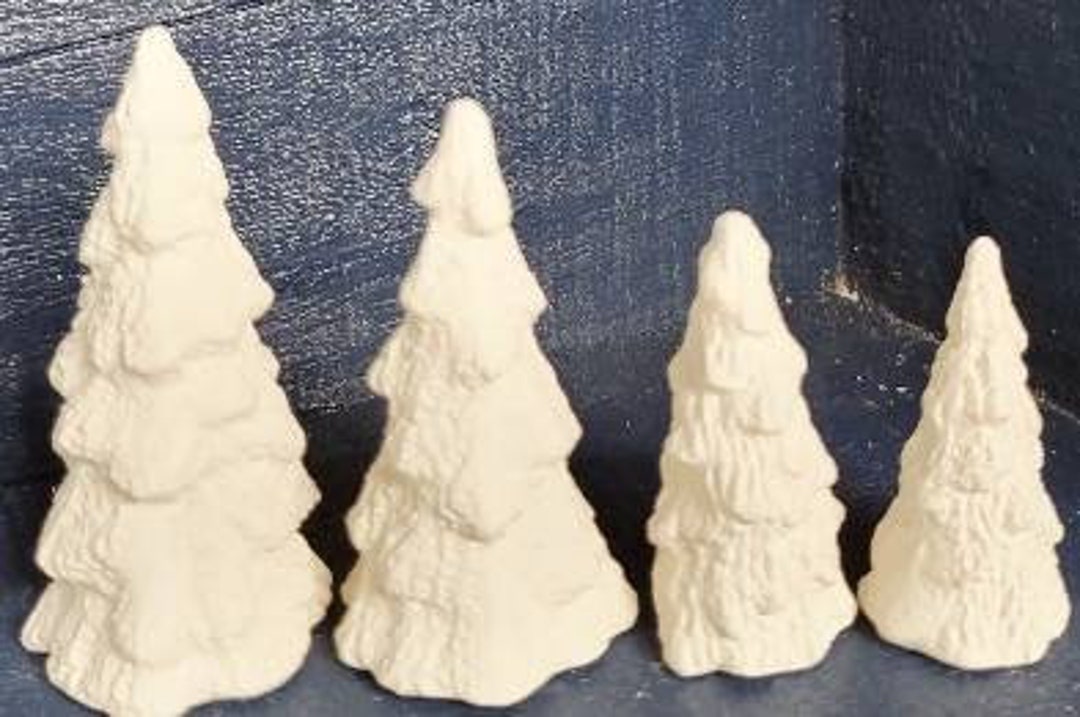 Set of 4 Miniature Ceramic Christmas Trees in Bisque, Ready to Paint ...