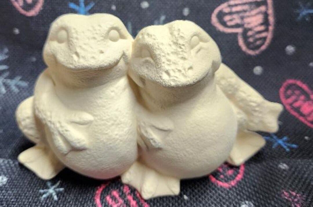 Ready to Paint Ceramic Happy In-love Frog Couple. Shelf Sitters or ...