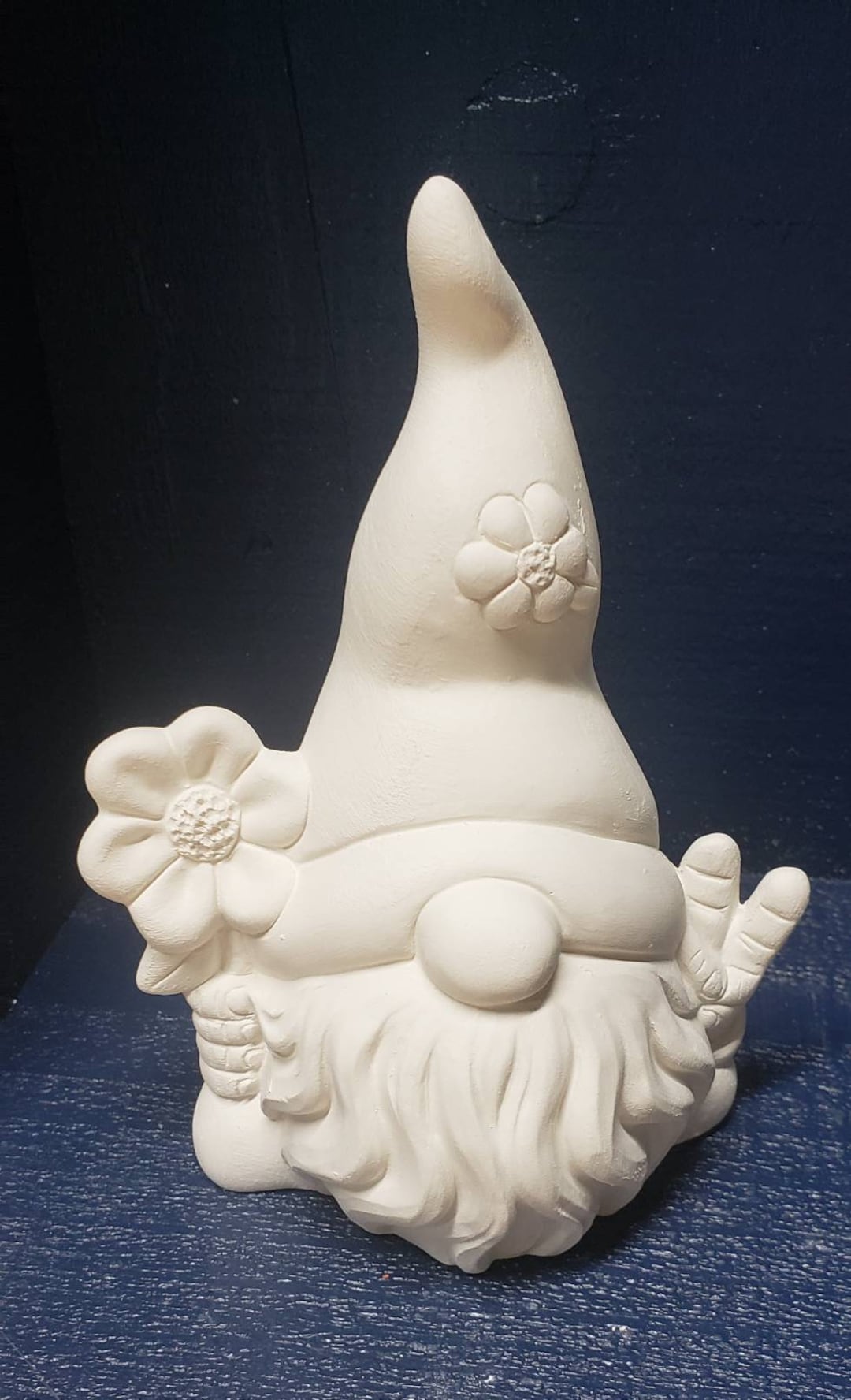 Ceramic Bisque Peace Hippie Gnome With Flowers Ready to Paint - Great ...