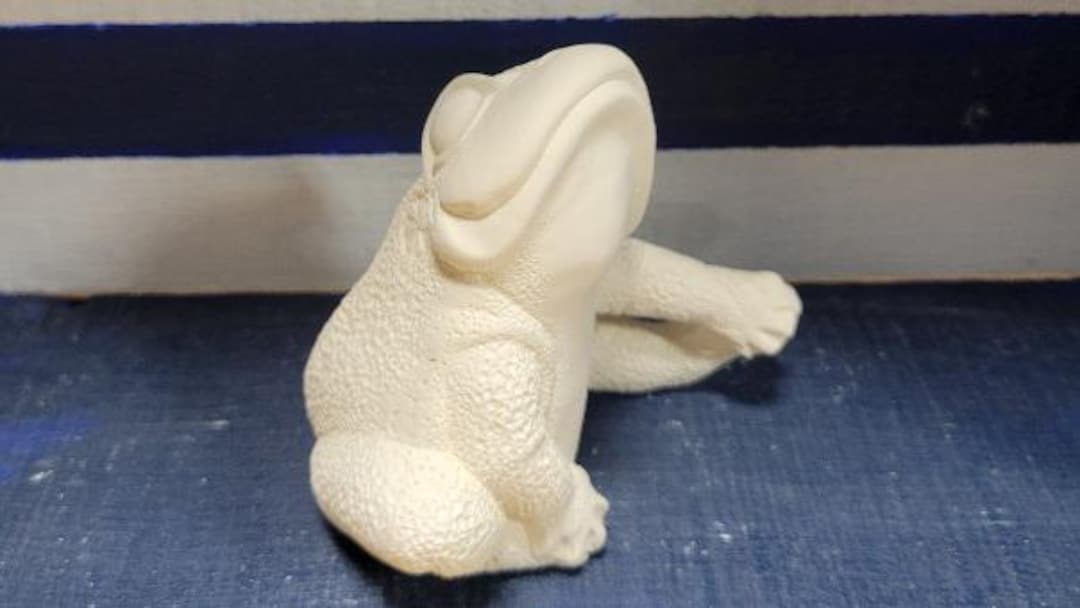 Ceramic Bisque Ready to Paint Frog. Pottery Plant Frog Unpainted ...