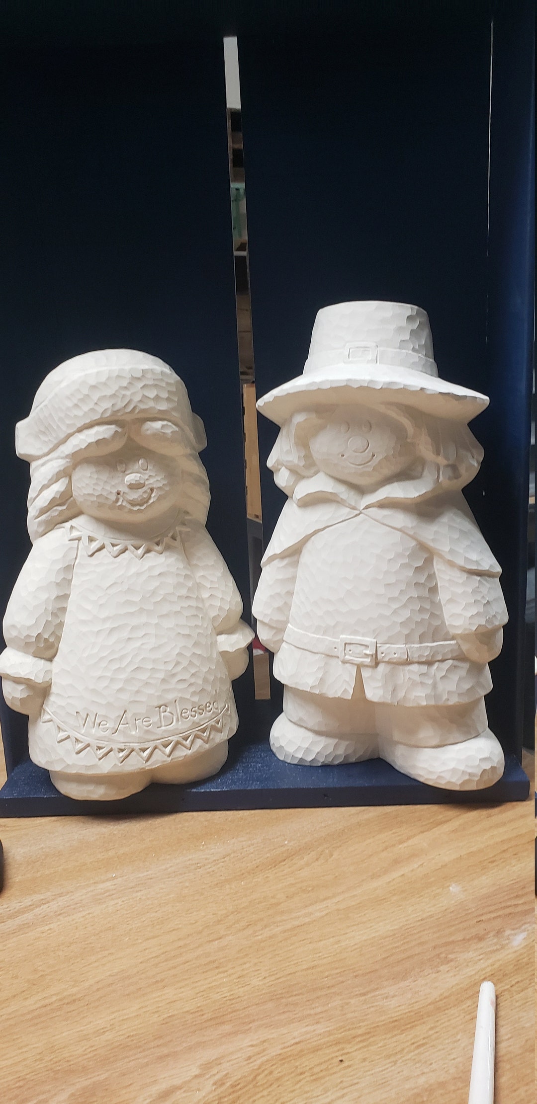 Ceramic Bisque Pilgrim Couple Fall / Thanksgiving Decoration- Ceramic ...