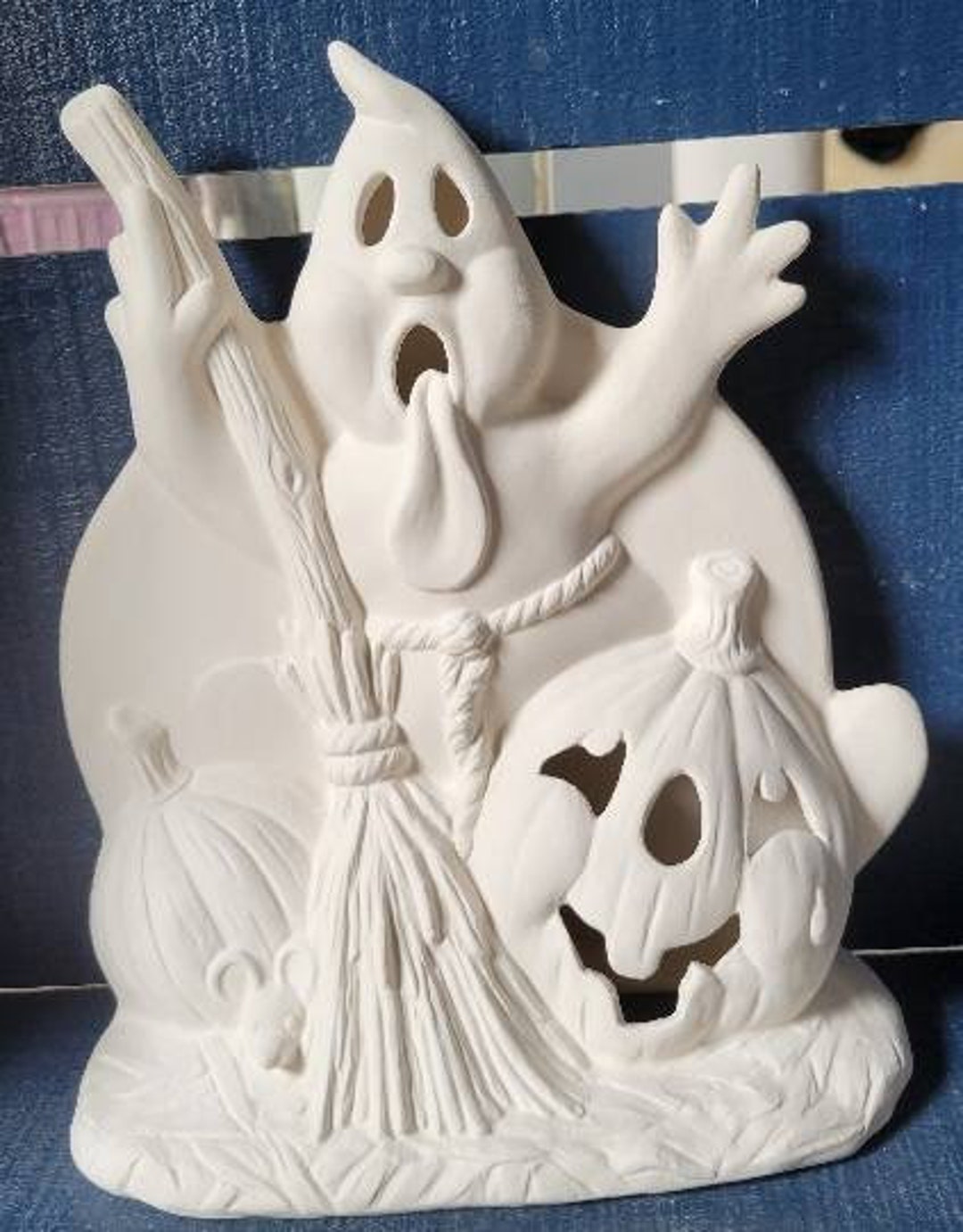 Halloween Scene Ceramic Bisque Ready to Print. Cut Out Ghost and ...