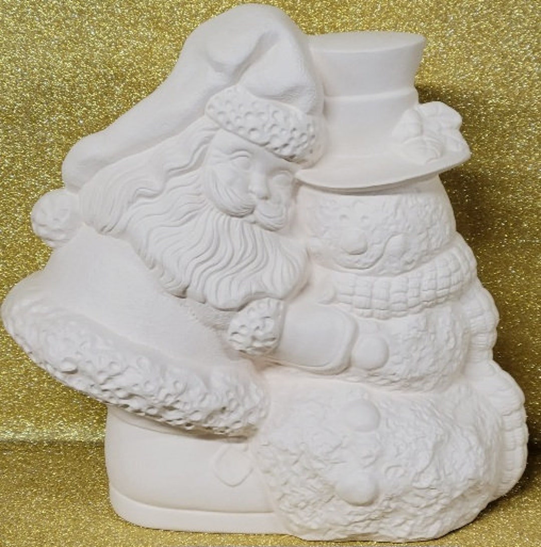 Ceramic Bisque Ready to Paint Santa and Snowman. Ceramic Bisque Snowman ...