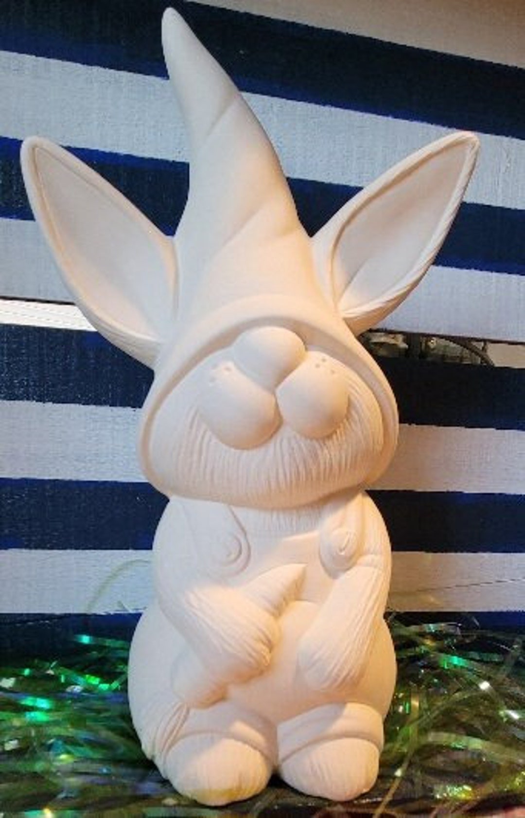 Unpainted Ceramic Bisque Ready to Paint. Large Gnome Garden Bunny ...