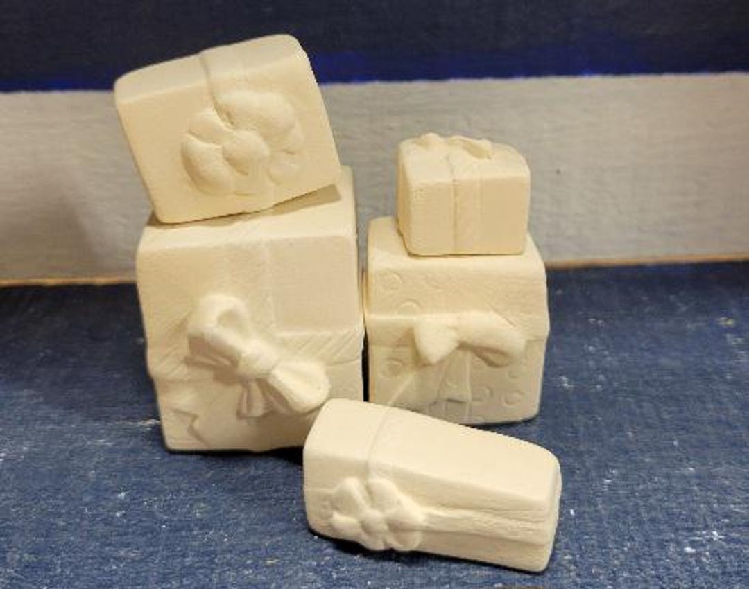 Ceramic Bisque Ready to Paint Set of 5 Mini Presents for Your Ceramic ...